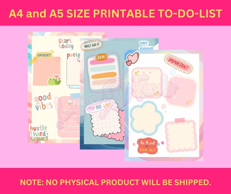 Pastel To-do List Printable Bundle (A4 & A5) | Cute Daily Planner Pages ...