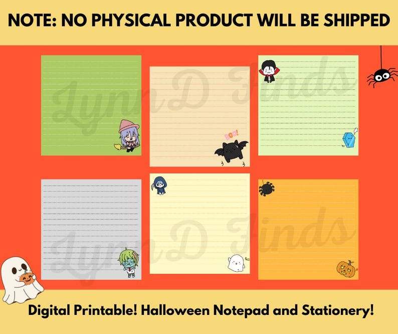 Halloween Printable Memo Pad 3x3 Inches, Cute Halloween Stationery ...