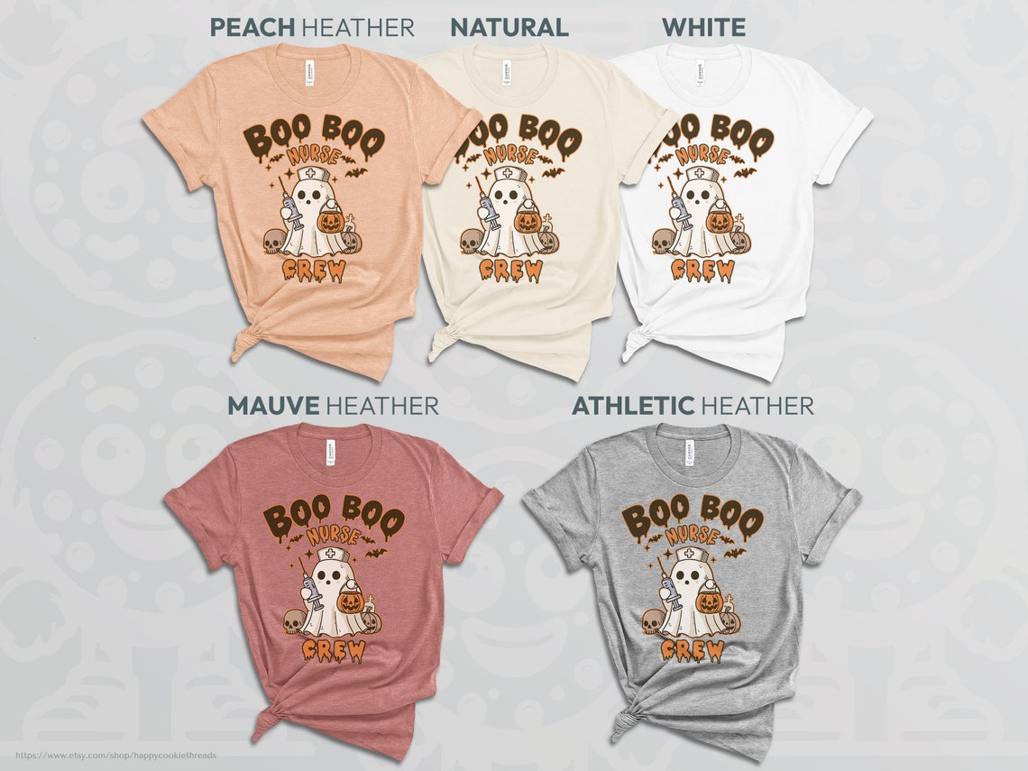 Halloween Nurse Boo T-shirt Spooky Doodles Cute Nurse Boo Boo Crew T ...