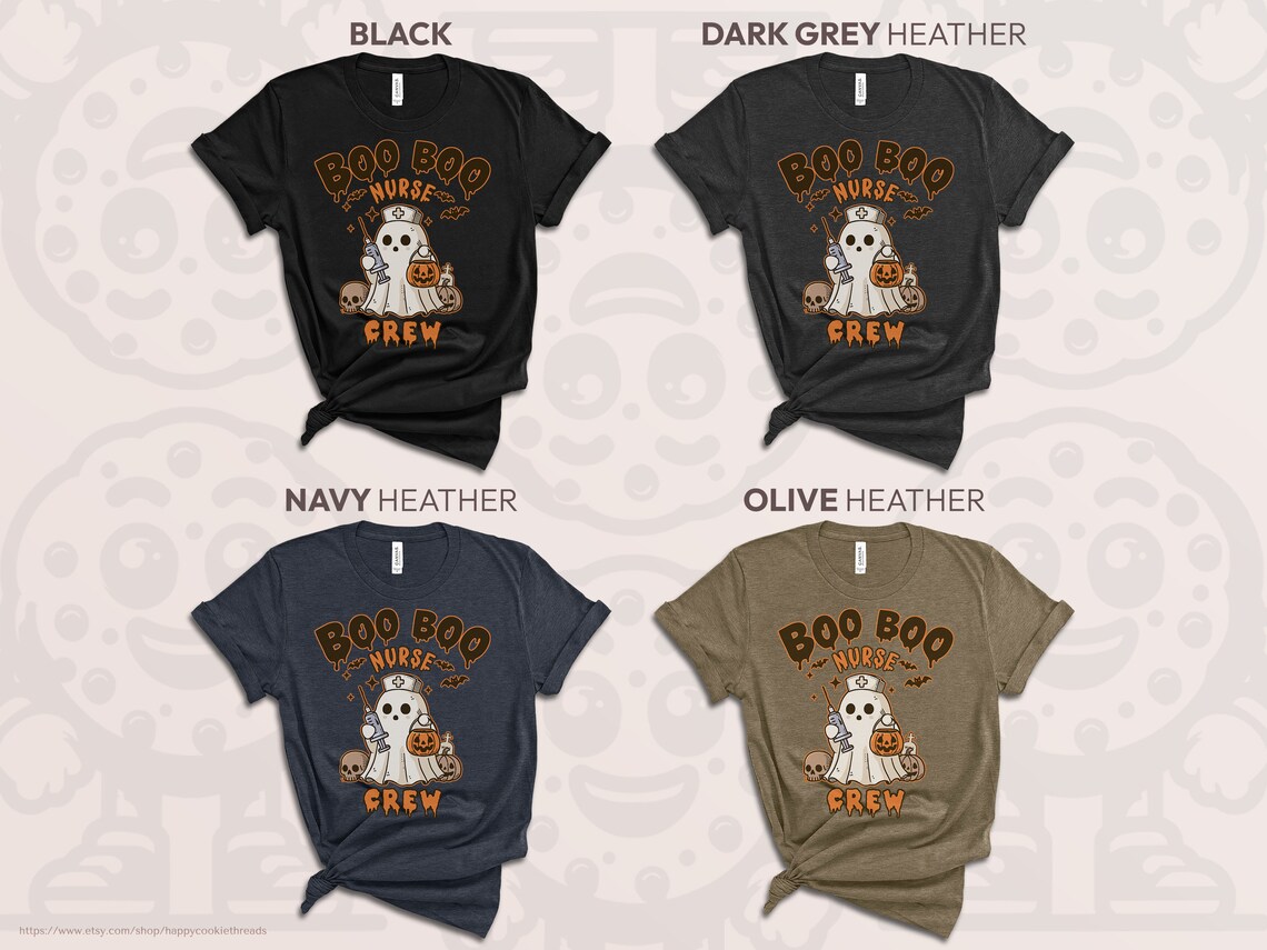 Halloween Nurse Boo T-shirt Spooky Doodles Cute Nurse Boo Boo Crew T ...