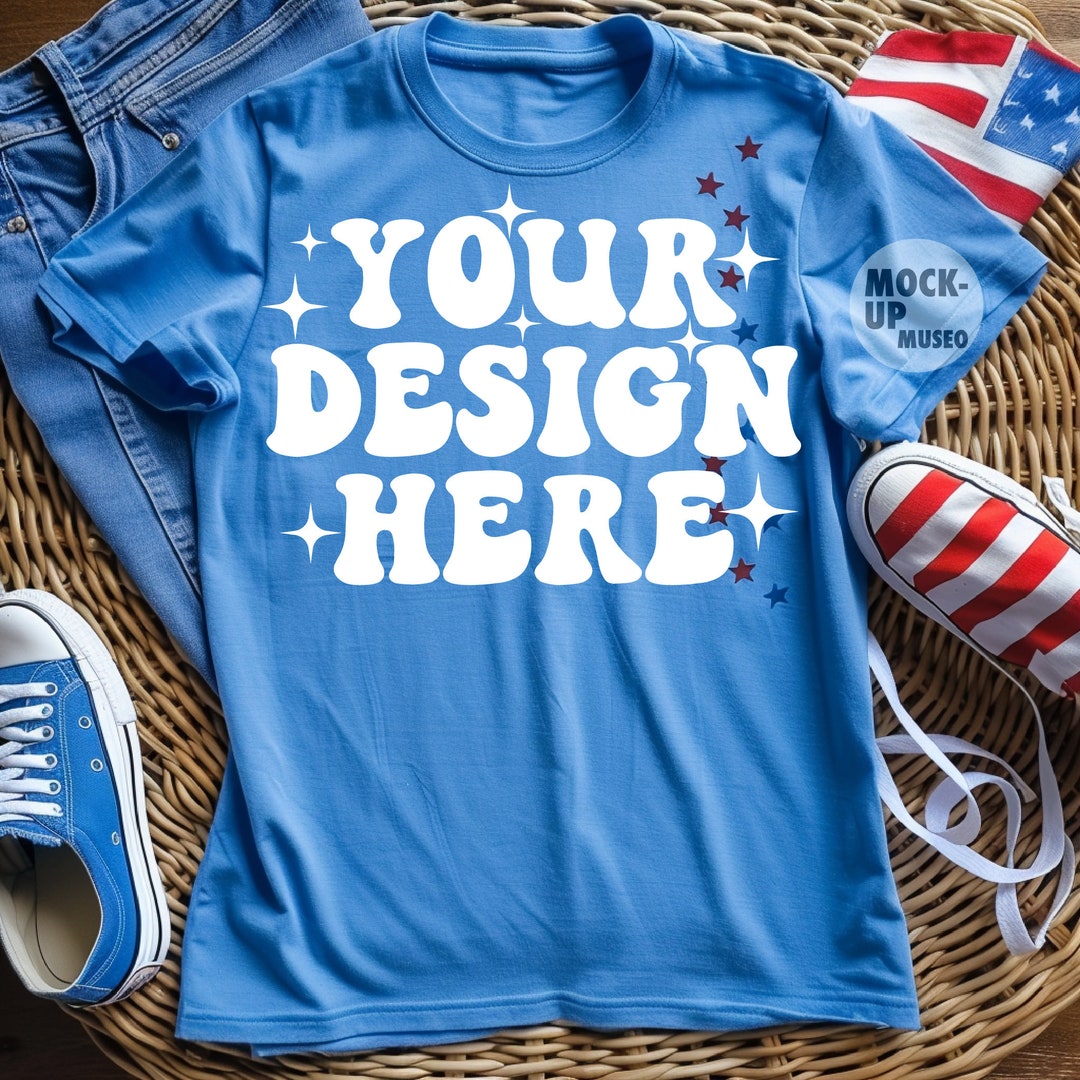 MOCKUP, Light Blue Color Shirt Mockup, 4th of July Shirt Mockup ...