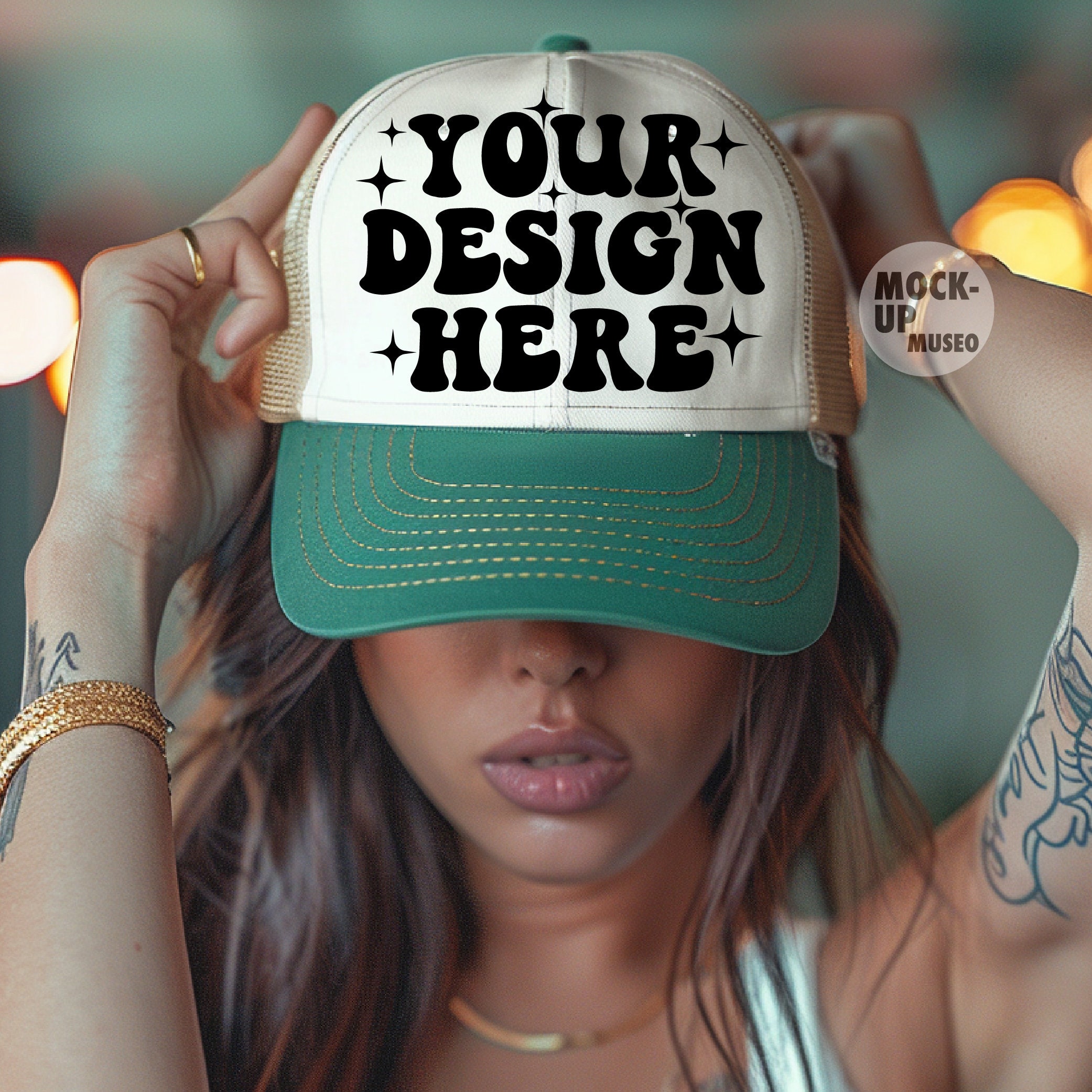 Cap MOCKUP, Green Color Trucker Cap Mockup, Green Trucker Mockup, Hat ...