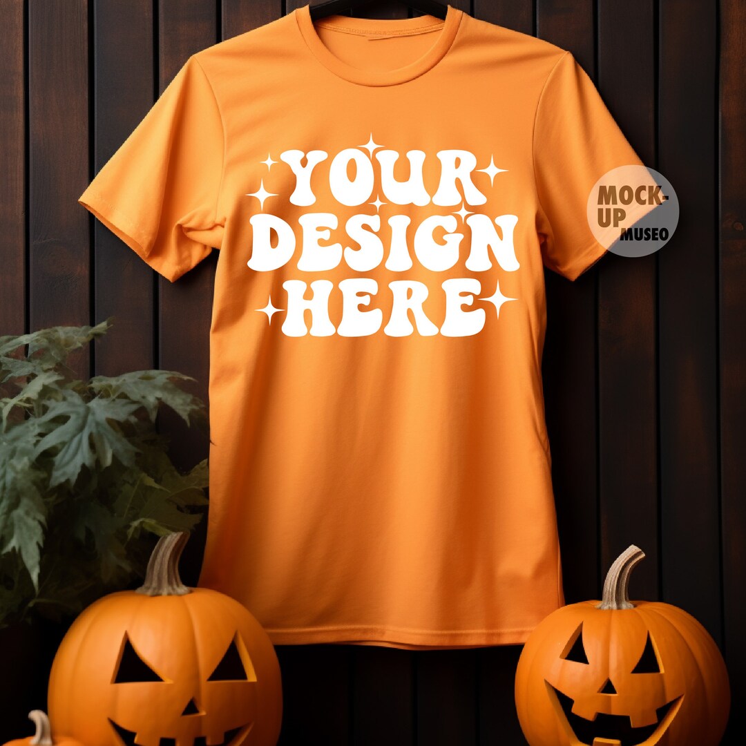 MOCKUP, Orange Color Shirt Mockup, Halloween Shirt Mockup, Natural ...