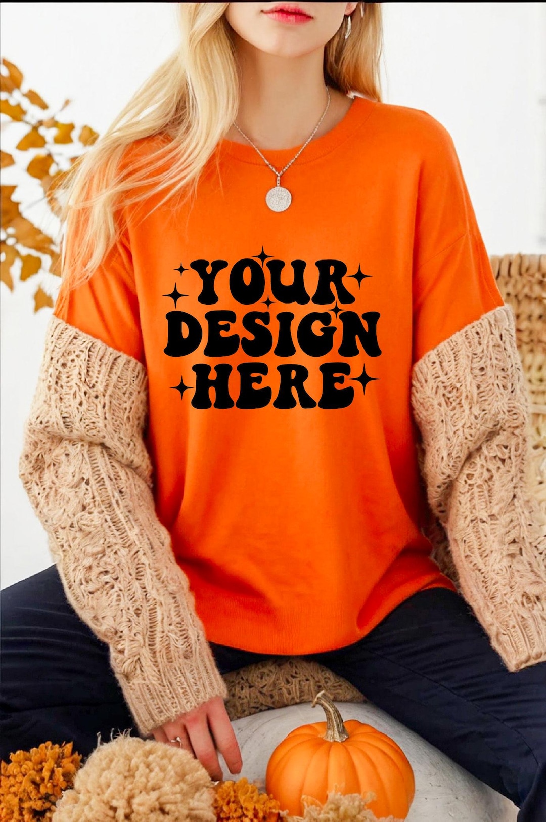 MOCKUP, Orange Color Shirt Mockup, Halloween Shirt Mockup, Natural ...
