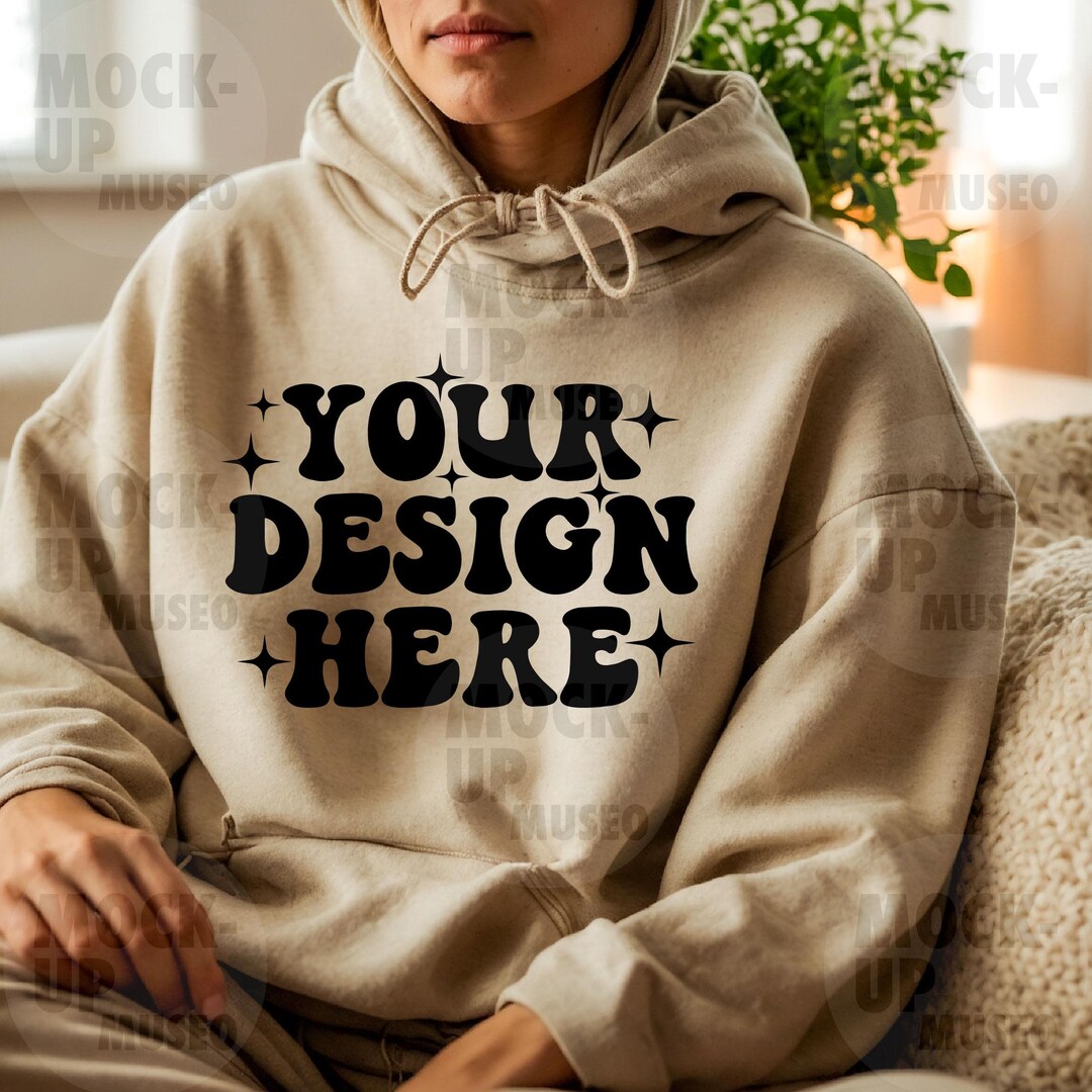 Sand Color Hoodie Mockup, Hoodie Sand Mockup, Hooded Sweatshirt Mockup ...