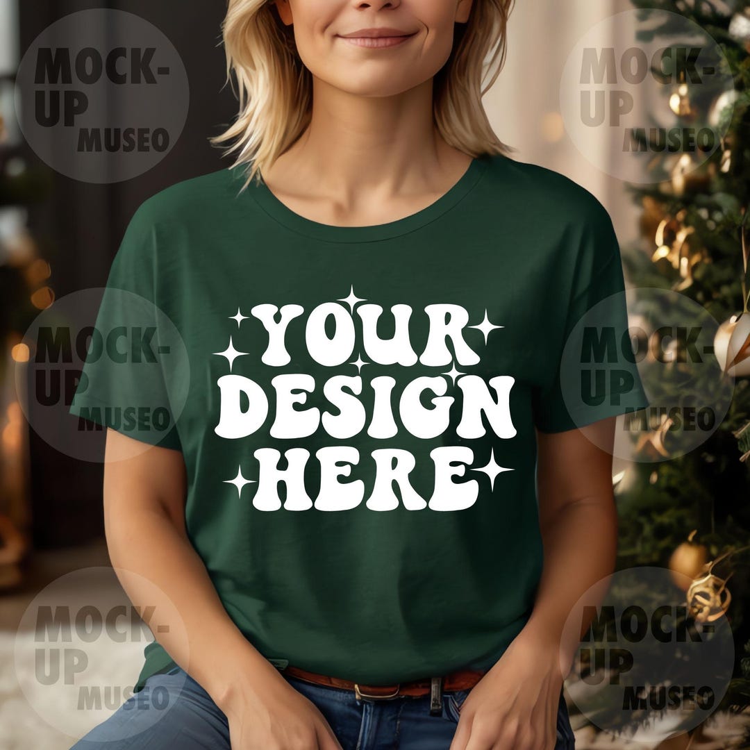 MOCKUP, Dark Green Color Shirt Mockup, Christmas Green Shirt Mockup ...