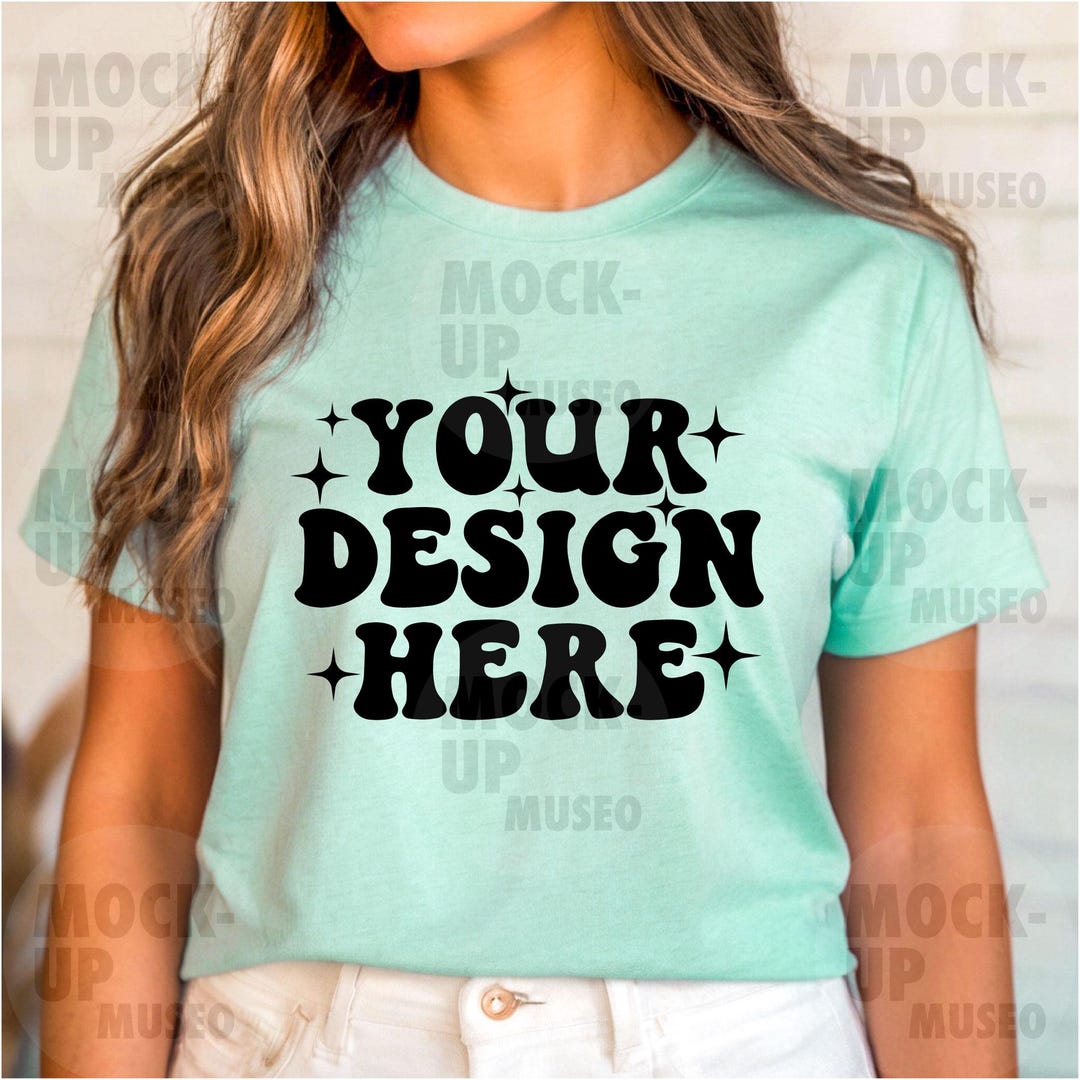 Heather Ice Blue Color T-shirt Mockup, Natural Mockup, Ice Blue Mockup ...