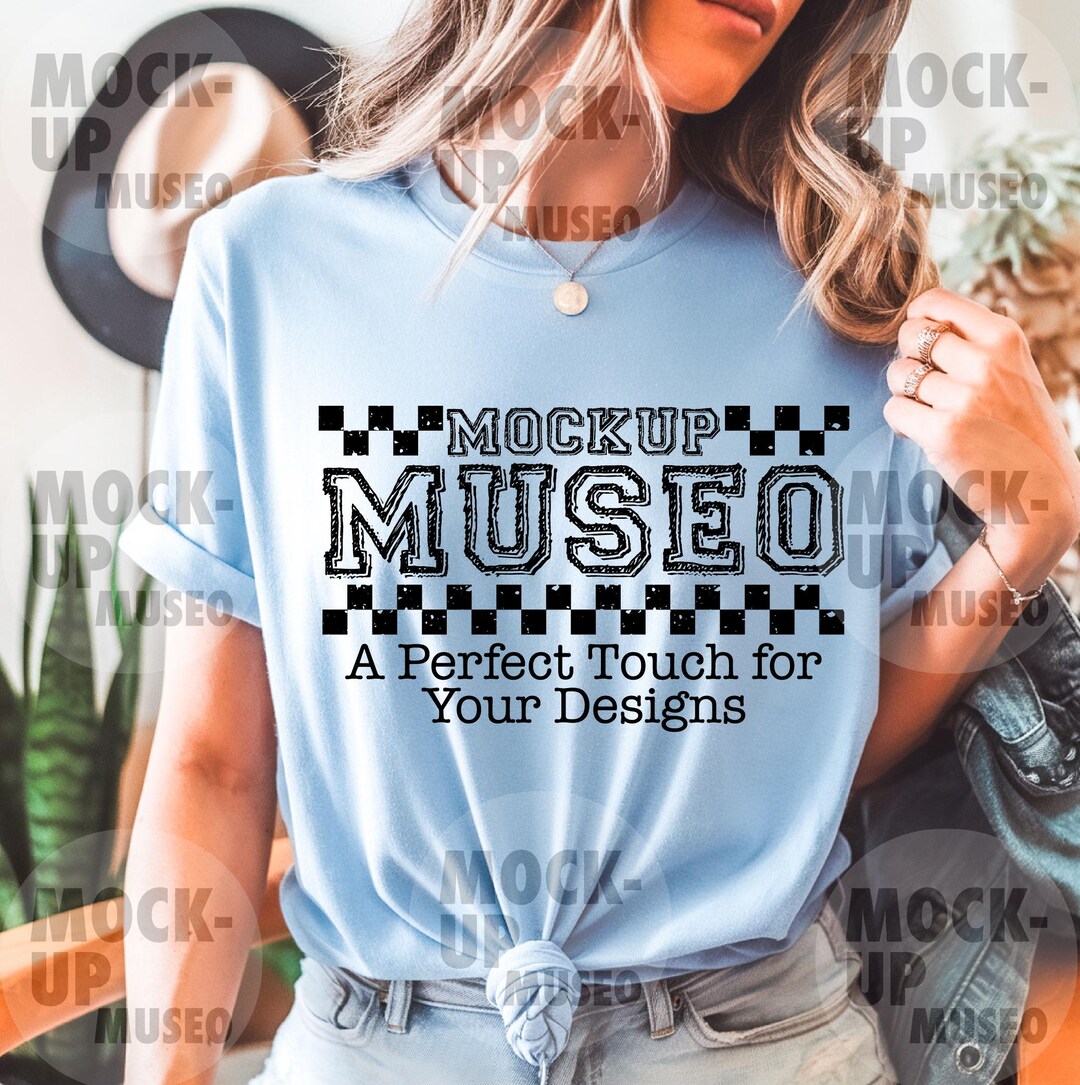 BC3001 Light Blue Mockup, BC3001 Mockup, Blue Mockup, Light Blue T ...