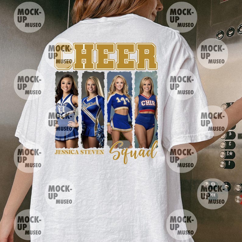 Custom Cheer Squad PNG: Personalized Cheerleader Photo Collage With 4 ...