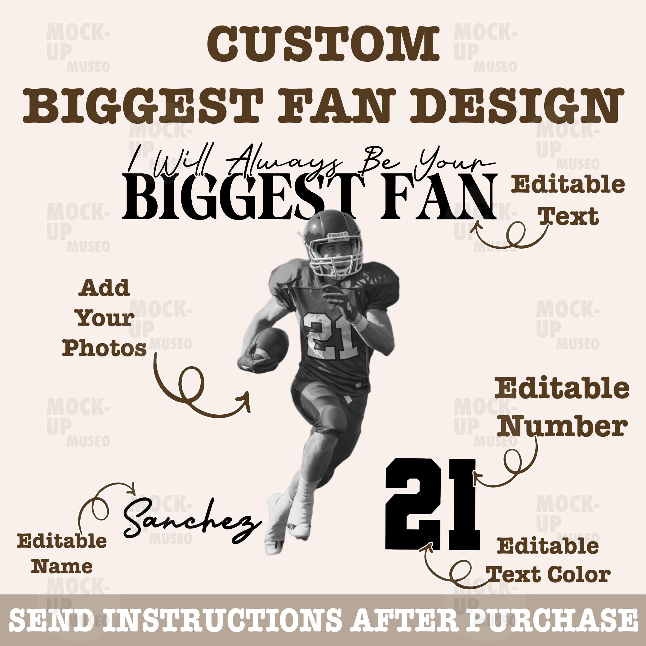 Custom Football Biggest Fan PNG, Personalized Football Support Shirt ...