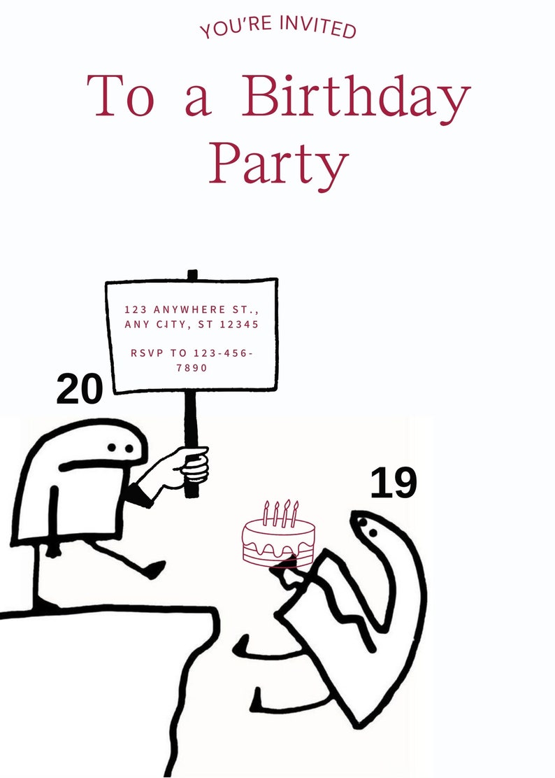 Funny Birthday Invitation, Birthday Card, Funny Card for Birthday ...