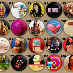 Album Cover Pin Button – 80s & 90s Rock, Pop and Electronic Music Badge ...