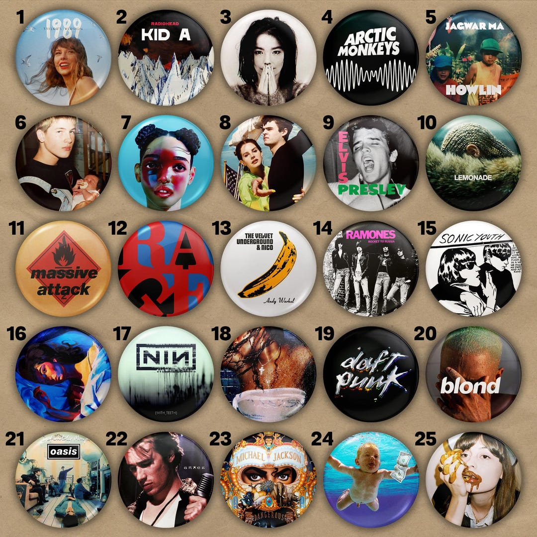 Iconic Album Cover Pin Button – Indie Rock, Pop & Alternative Music ...