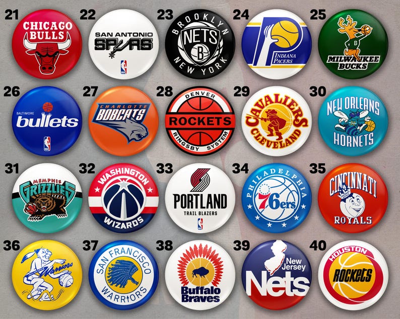 NBA Team Logo Badges, Pins Buttons, Chapas/mixed Eras & Styles: Current ...