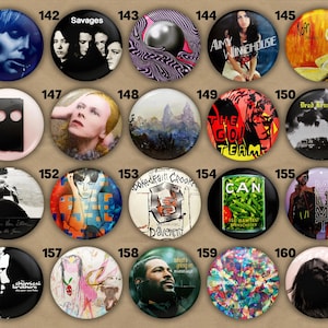 Music Album Cover Badges & Magnets: Indie, Pop, Rock Band Pins - 5 ...