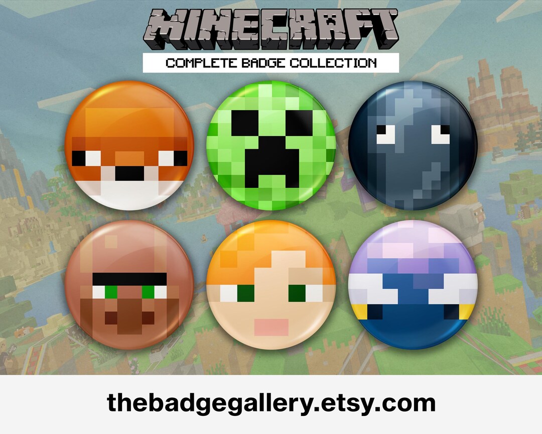 Minecraft Badges, Pins Buttons, Pins, Chapas/collectible Minecraft ...