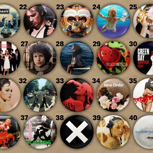 Music Album Cover Badges & Magnets: Indie, Pop, Rock Band Pins - 5 ...