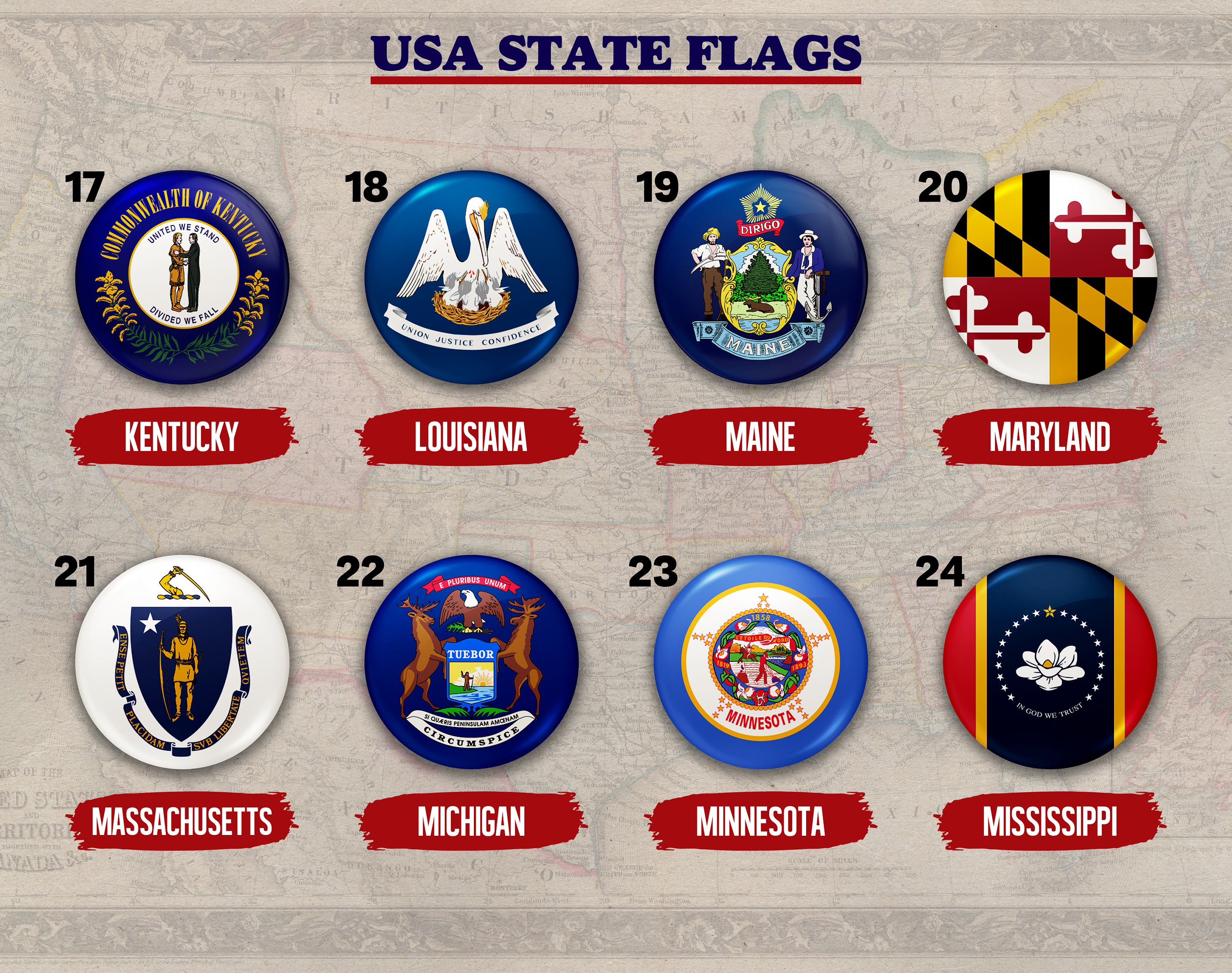 USA State Flags Badges, Pins Buttons, Chapas/collectible Flag Pins/high ...