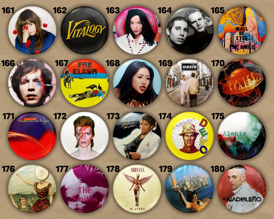 Music Album Cover Badges, Pins Buttons, Magnetic Buttons/band Pins ...