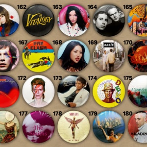 Album Cover Pin Button – 80s & 90s Rock, Pop and Electronic Music Badge ...