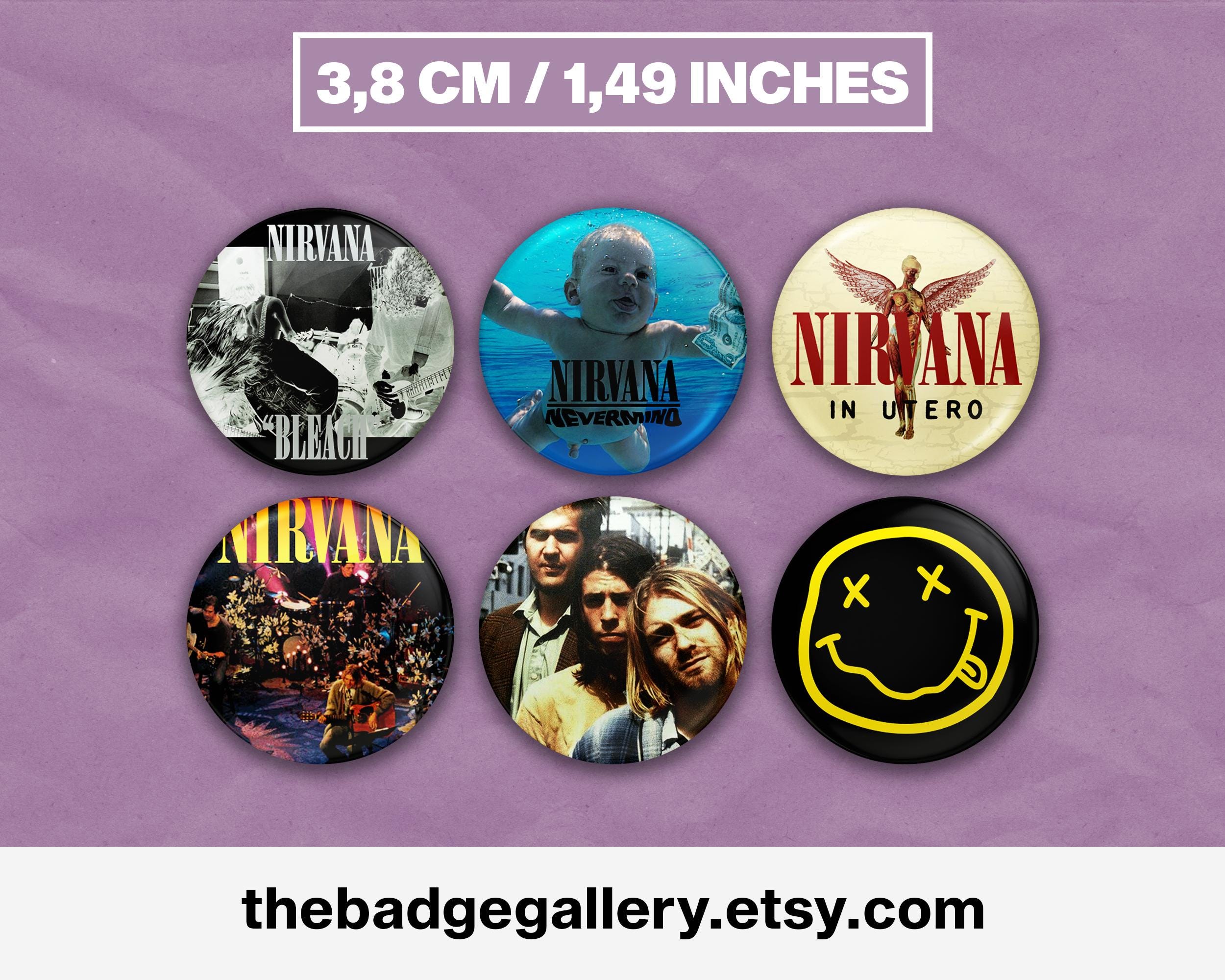 Nirvana Badges, Pins Buttons, Pins, Chapas/grunge, Rock, 90's Bands/all Covers Pack/high Quality ...