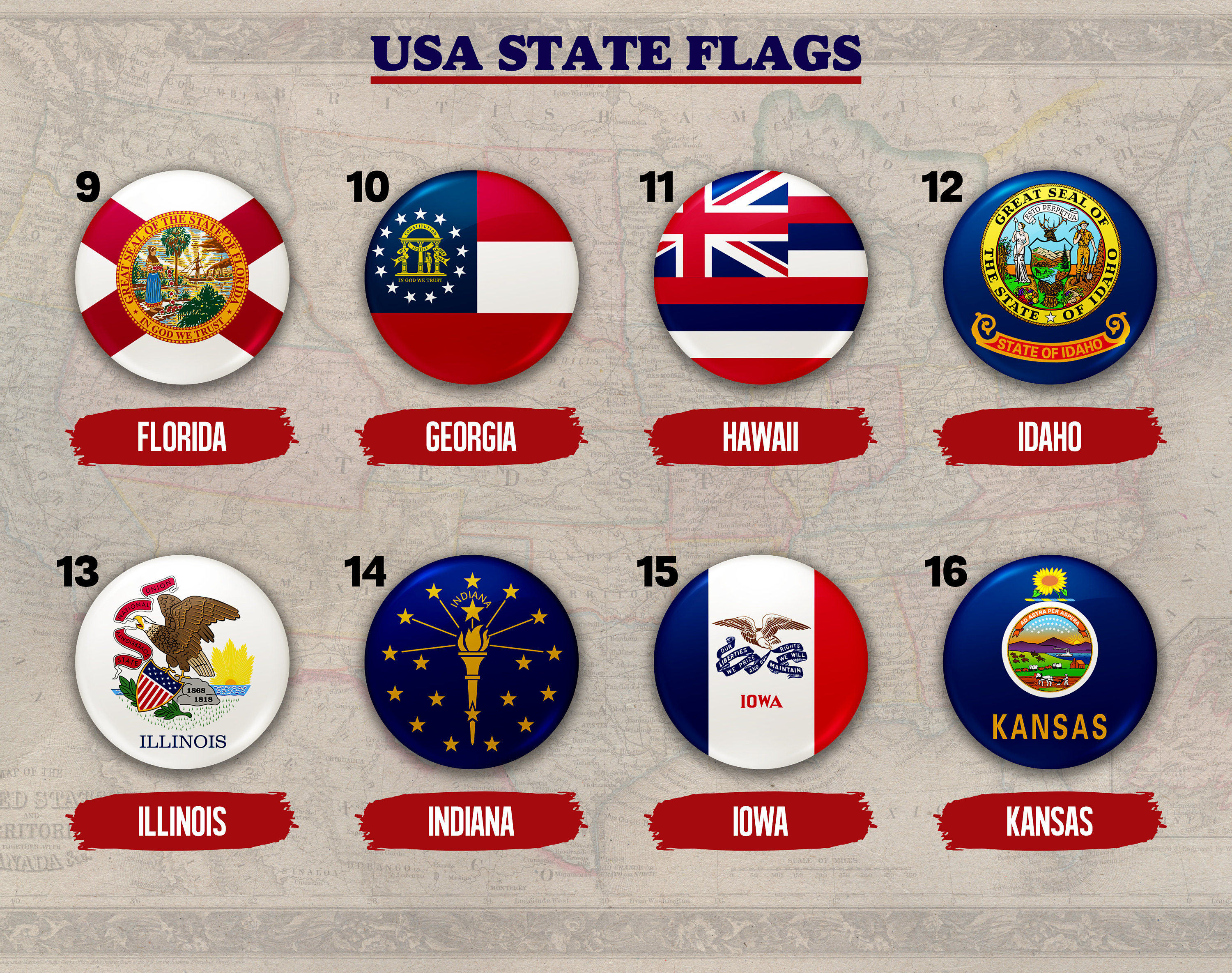 USA State Flags Badges, Pins Buttons, Chapas/collectible Flag Pins/high ...
