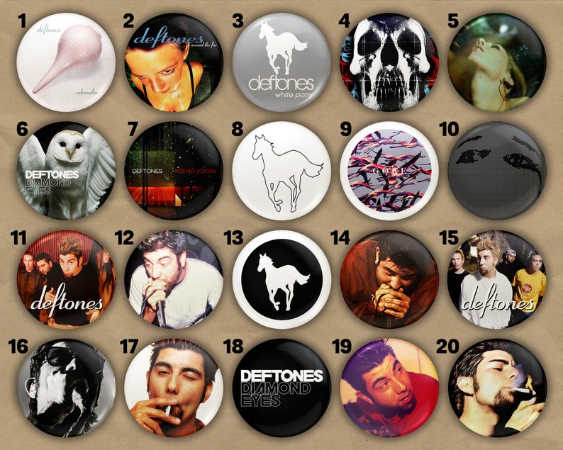 Deftones Album Cover Badges & Magnets: Nu Metal Band Pinback Button ...