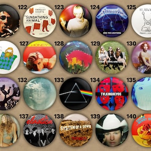 Music Album Cover Badges & Magnets: Indie, Pop, Rock Band Pins - 5 ...