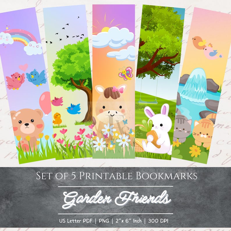 Printable Garden Friends Bookmarks | Animals Themed Bookmark | 2x6 Inch ...