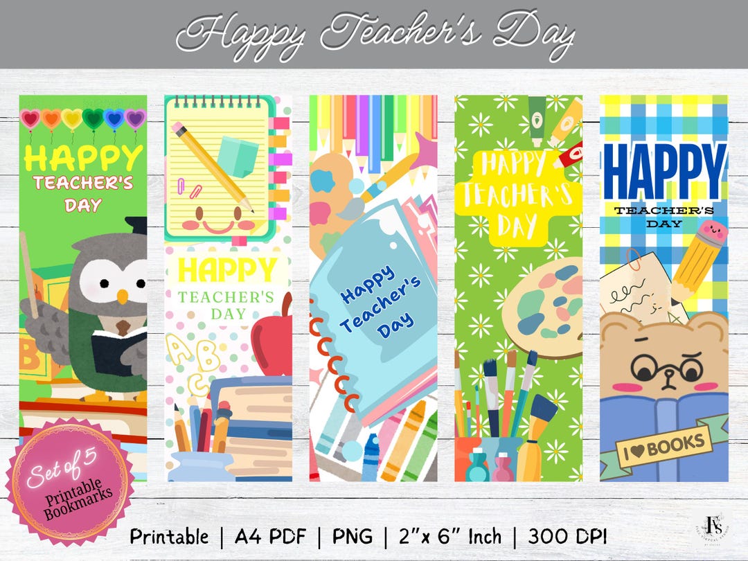 Printable Happy Teacher's Day Bookmarks Teacher Appreciation Gift ...