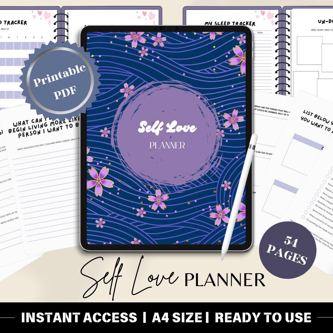 Self Love Printable Planner, Mindset Journal, Self Care Wellness ...
