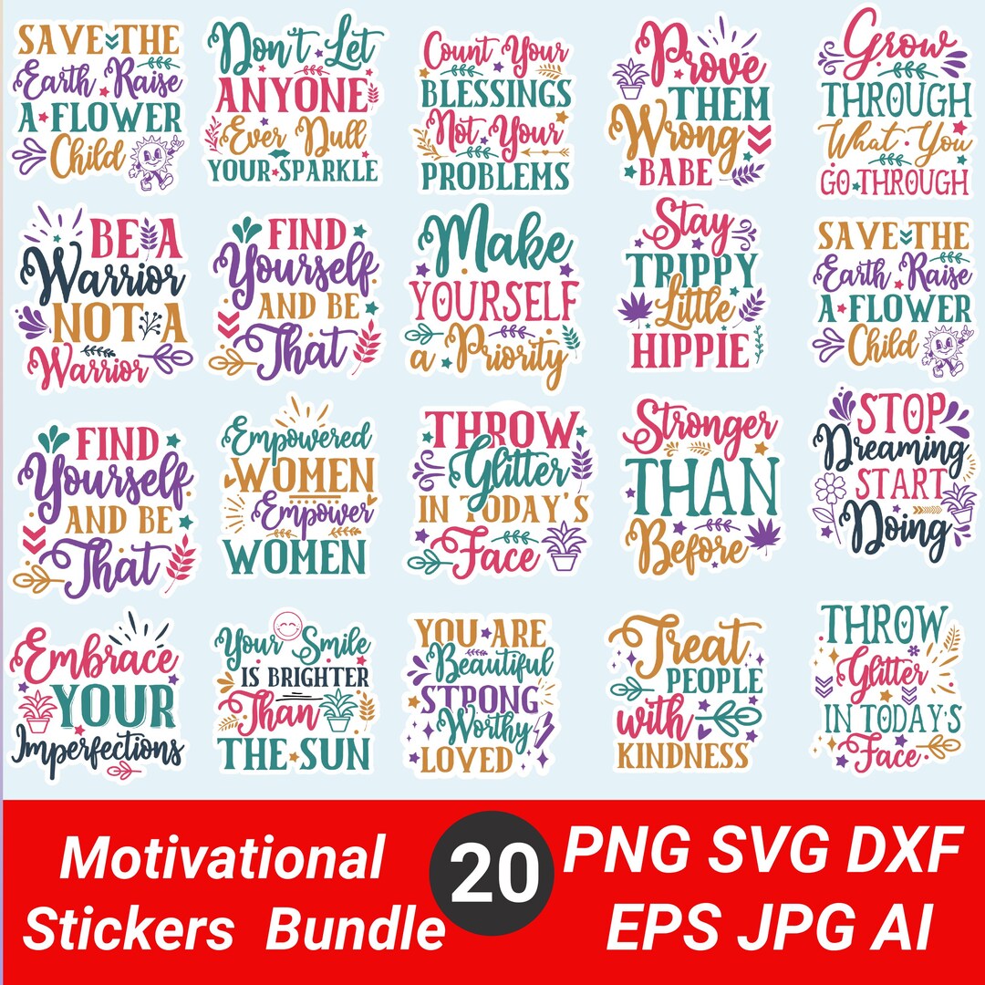 Inspirational Quotes Svg Bundle, Positive Stickers, Daily Affirmations ...