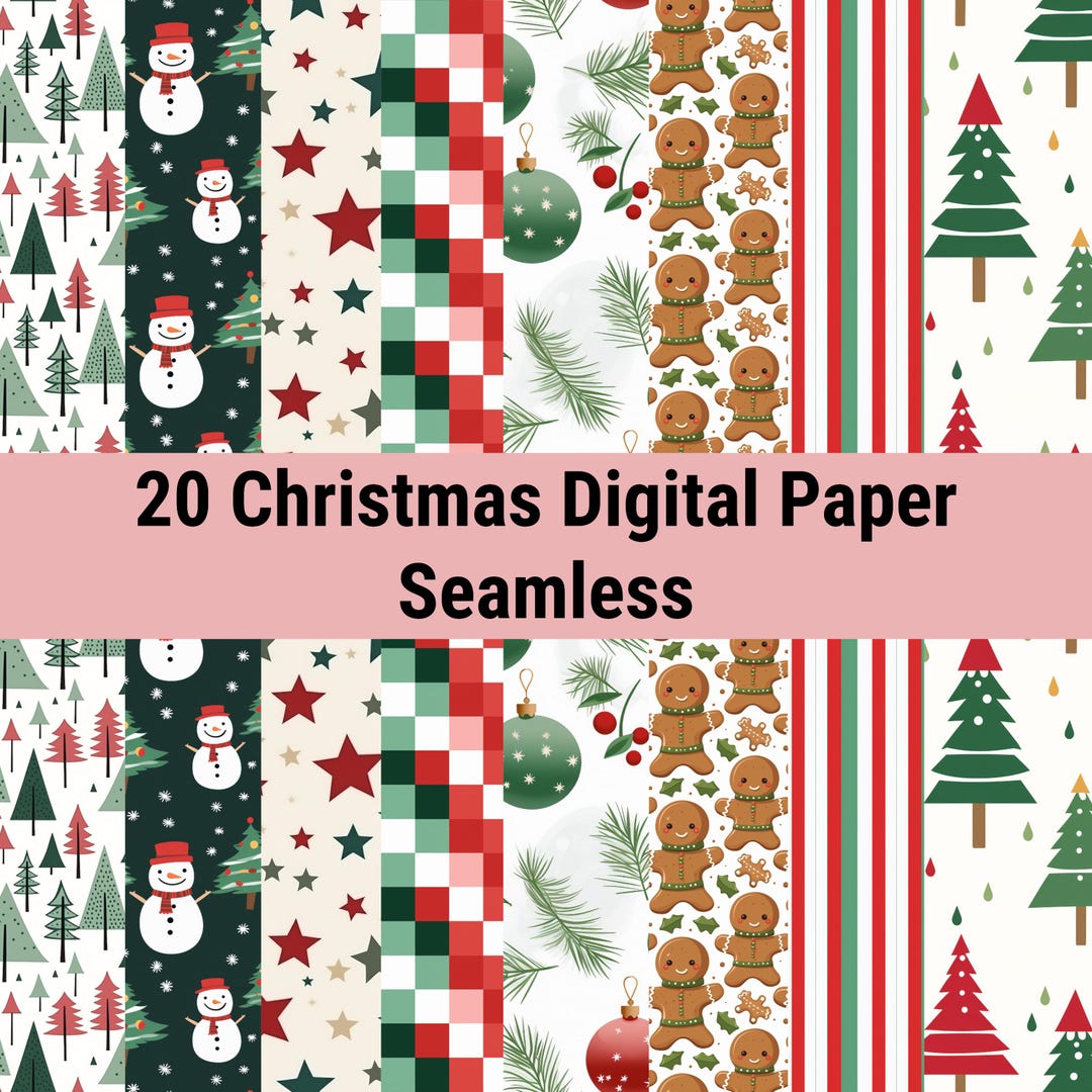 20 Seamless Watercolor Christmas Digital Paper, Christmas Tree ...