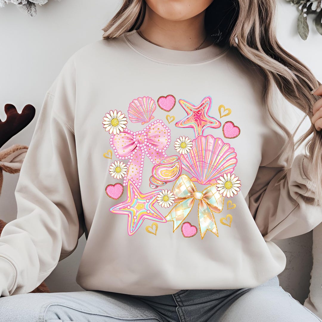 Floral Coquette Seashell PNG, Preppy Coastal Png, Boho Summer Png ...
