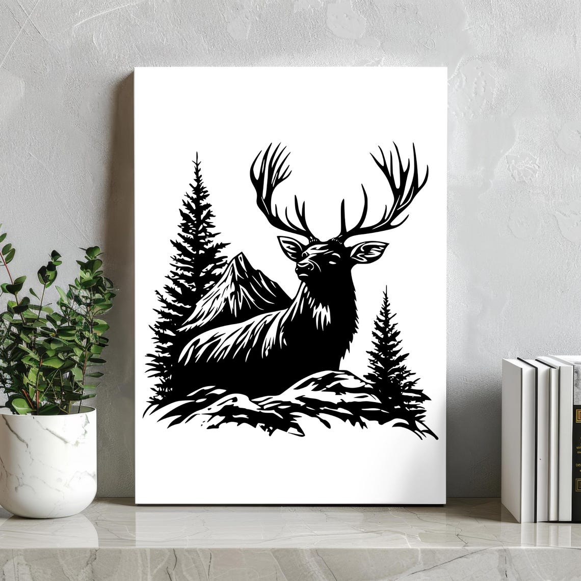 Deer in the Forest SVG, Forest Deer Svg, Deer Silhouette Svg, Wild Deer ...