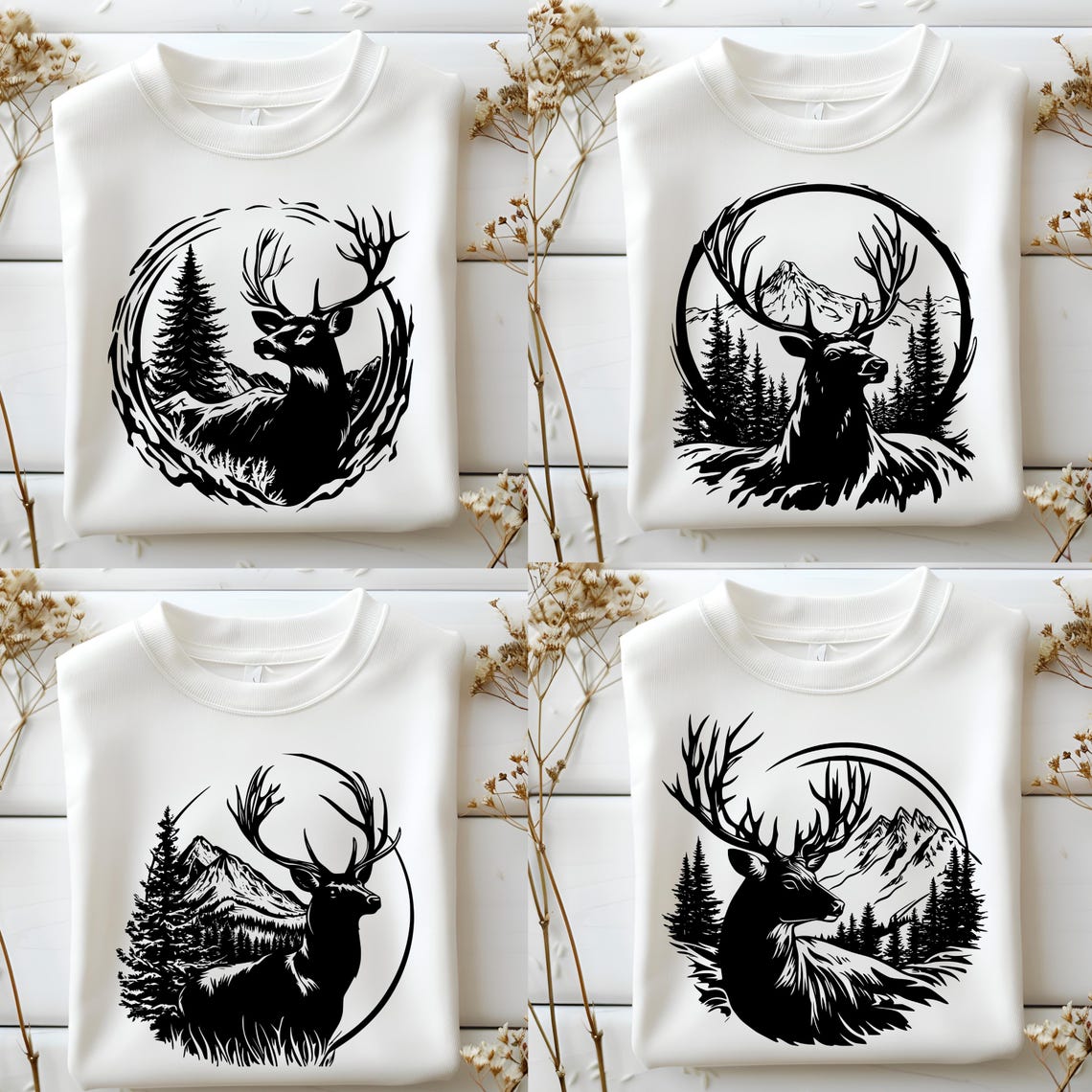 Deer in the Forest SVG, Forest Deer Svg, Deer Silhouette Svg, Wild Deer ...