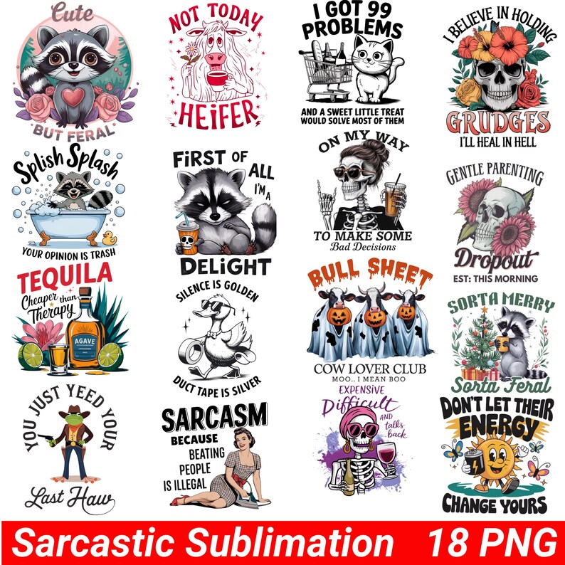 Sarcastic Bundle PNG, Sarcastic Cut File, Funny, Quote, Silhouette ...