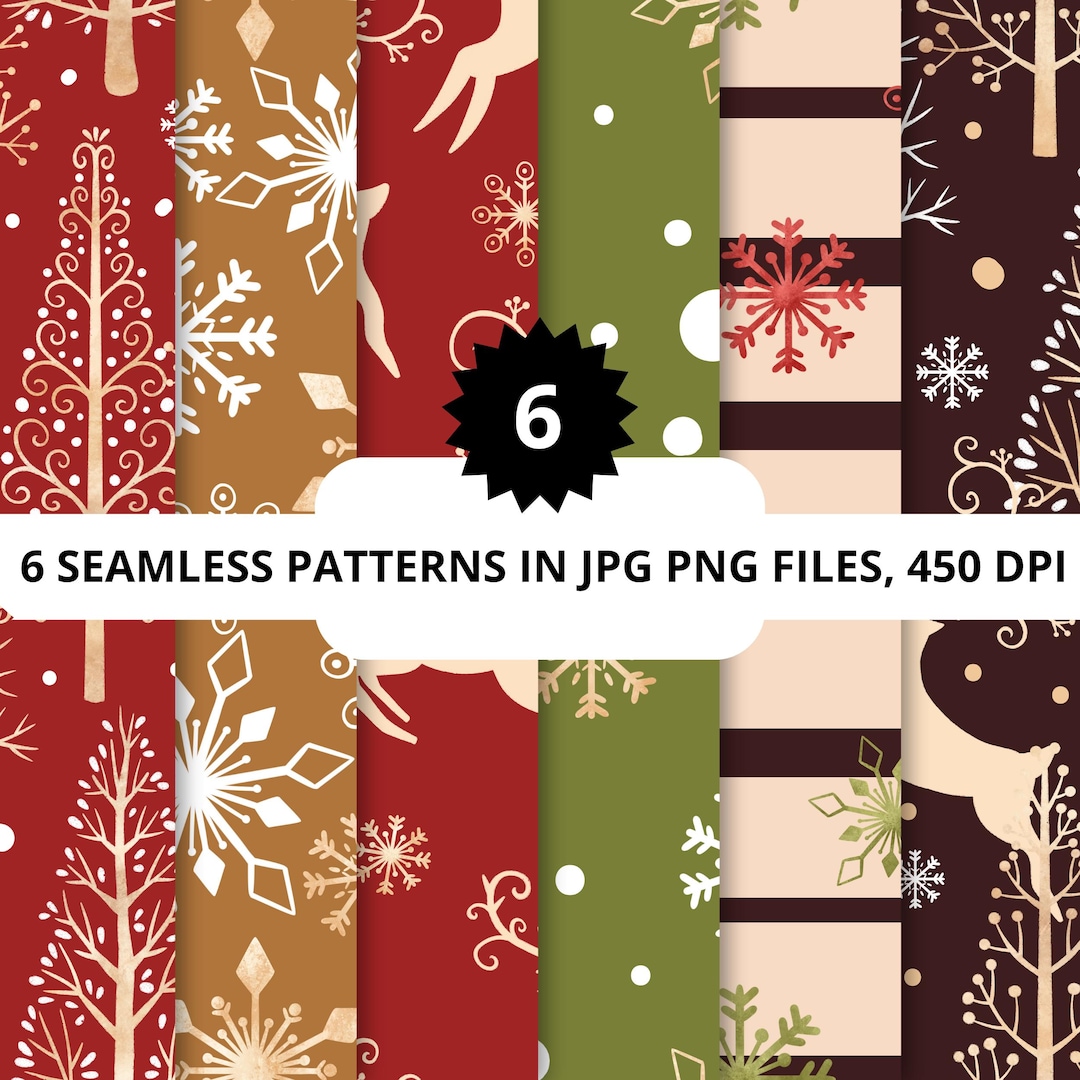 Winter Floral Digital Papers, Animals Seamless Patterns, Christmas ...