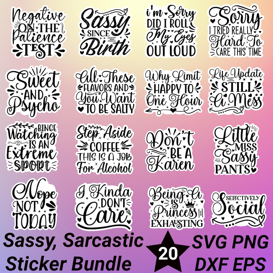 Sarcastic Sticker Bundle, Png Sticker, Sarcasm Sticker Png, Sarcasm Svg ...