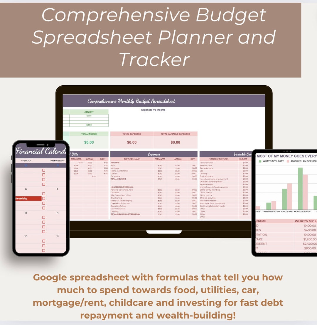 Comprehensive Budget Sheet and Tracker for Google Sheets, Monthly ...