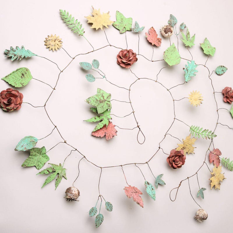 Metal Floral Leaf Wreath - Etsy UK