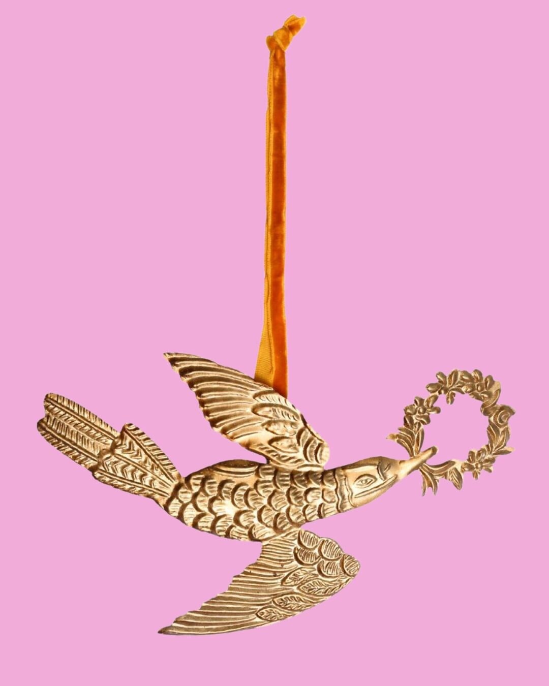 Winged Golden Bird Hanging Decoration With Wreath - Etsy