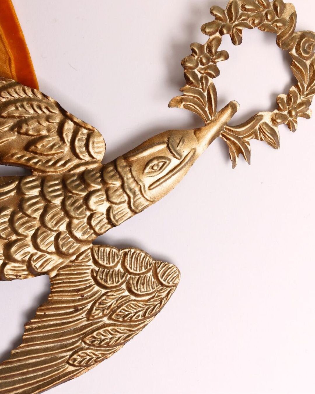 Winged Golden Bird Hanging Decoration With Wreath - Etsy