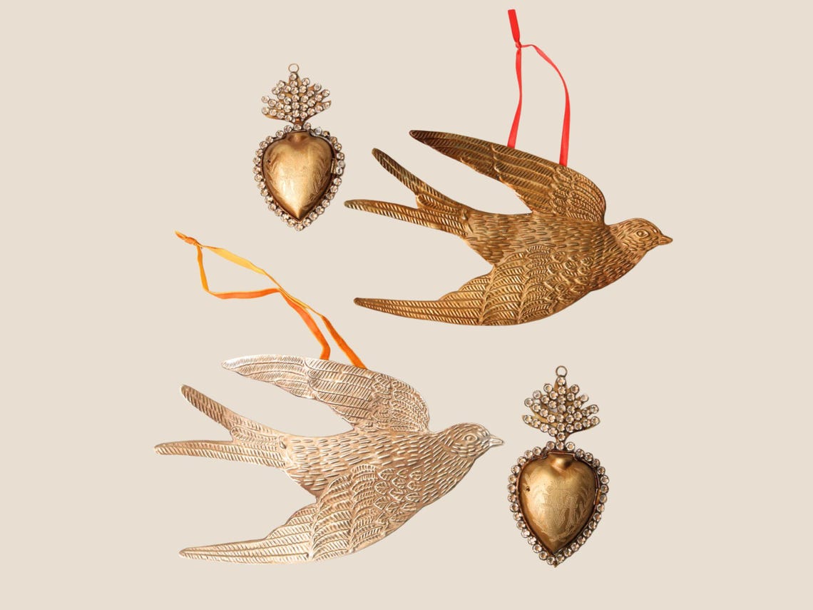 Large Flying Bird Ex Voto Decoration Antique Gold / Silver - Etsy