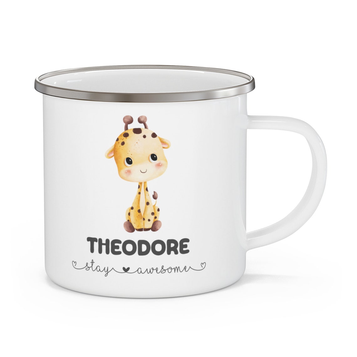Personalized Enamel Kids Mug Giraffe - Custom Children's Cup, Kids ...