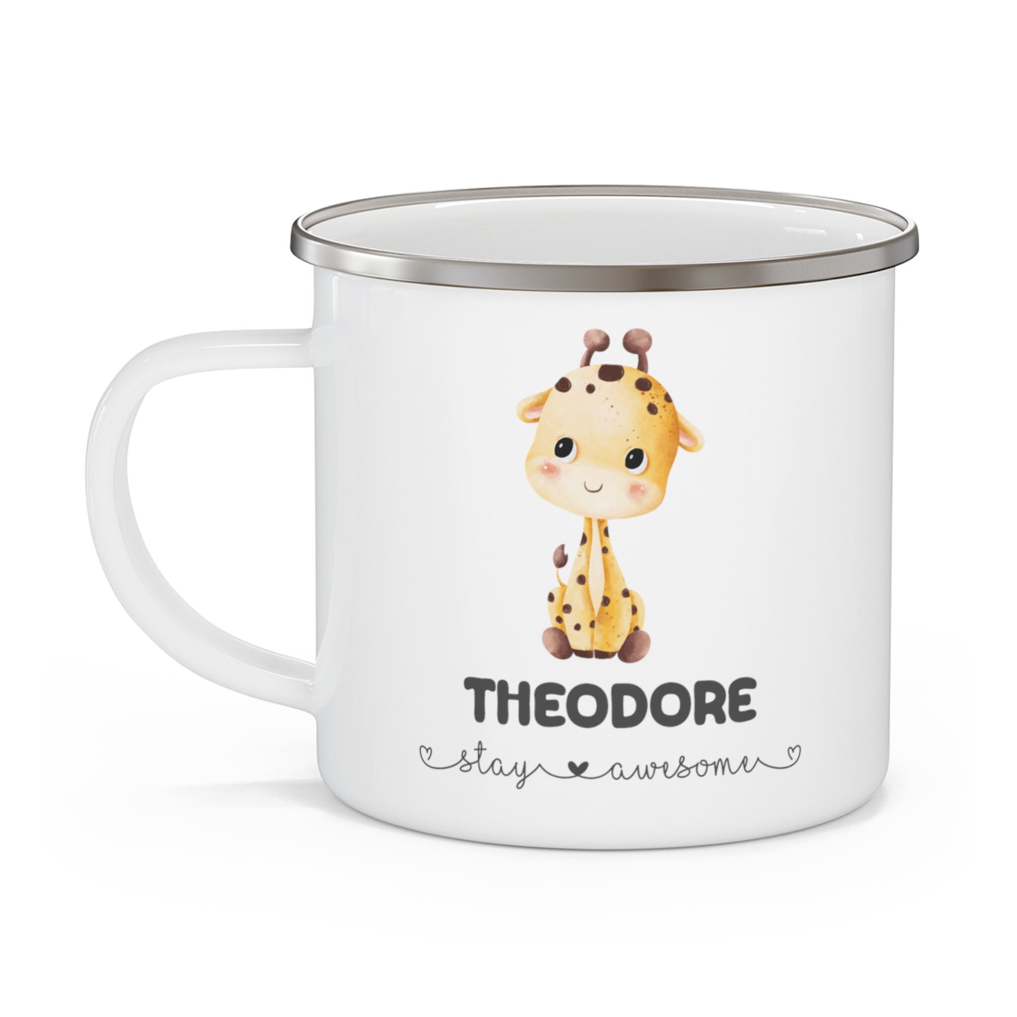 Personalized Enamel Kids Mug Giraffe - Custom Children's Cup, Kids ...