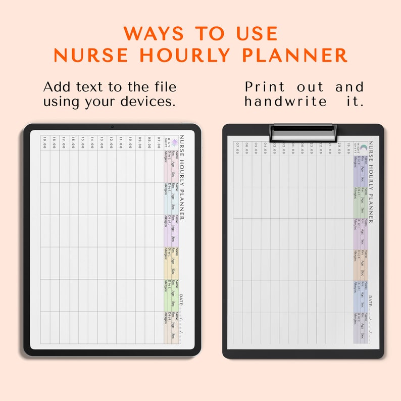 3-4-5-6 Patient Hourly Nurse Shift Planner Bundle, Multiple Patient Log ...
