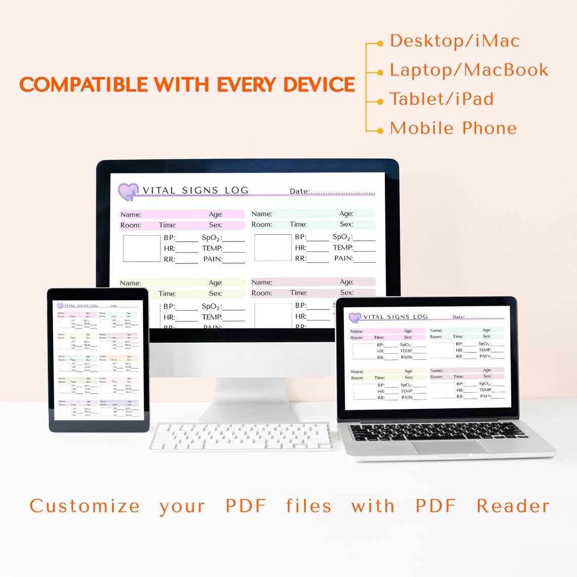 Multiple Patient Vital Signs Log, Vitals, Patient Vitals, Nursing ...
