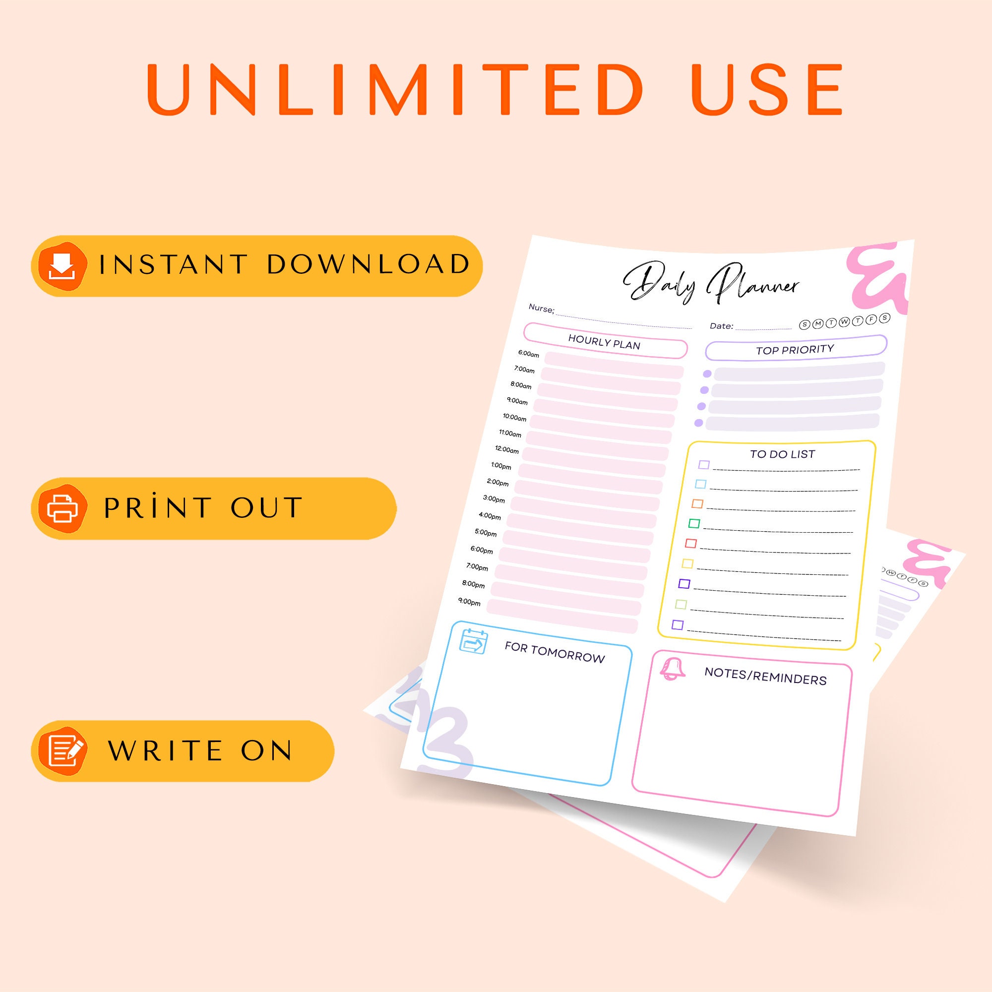 Printable Nurse Daily Planner, Nurse to Do List Paper, Nurse Notes ...