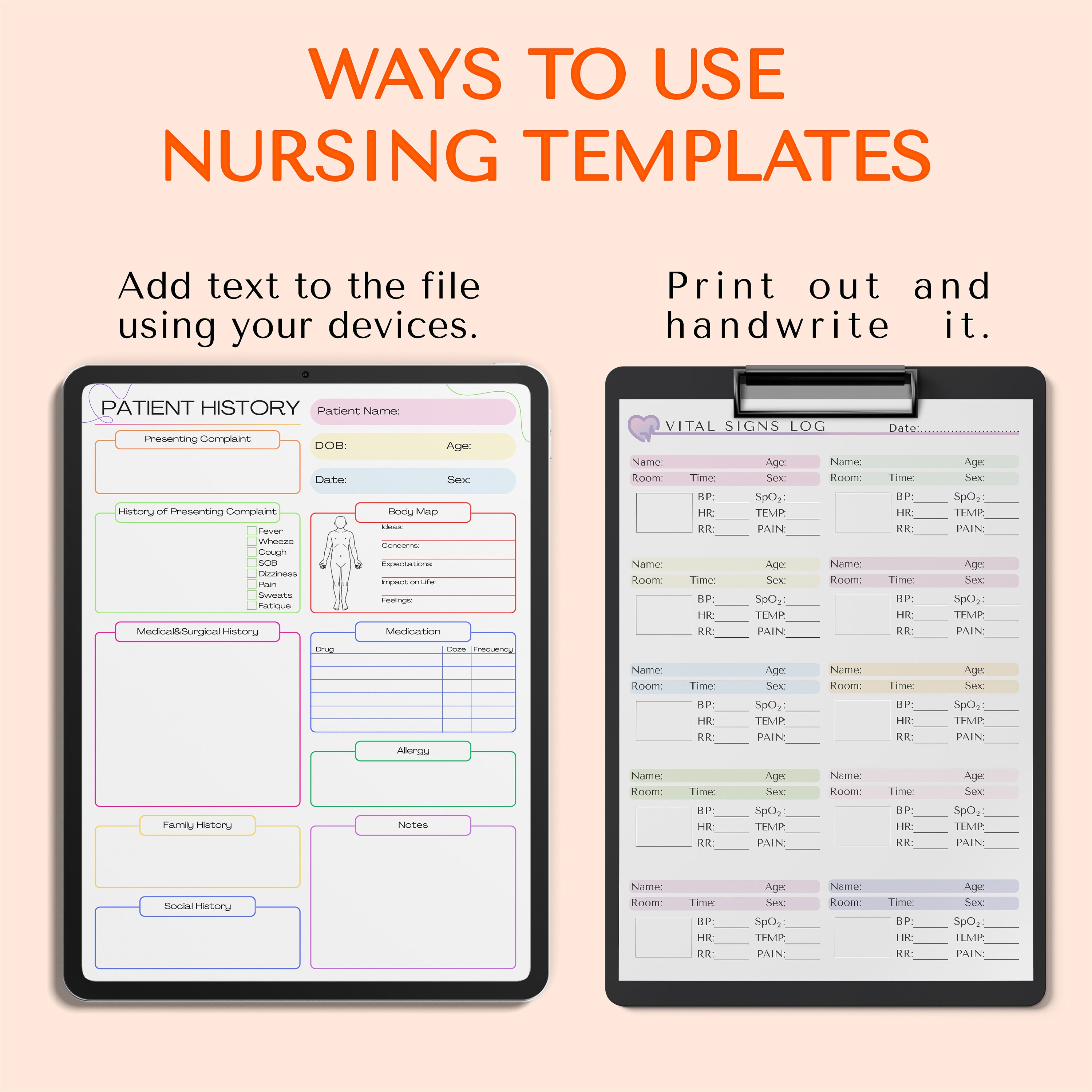 Nursing Template Bundle, Nurse Note Digital Download, Medication To-do ...